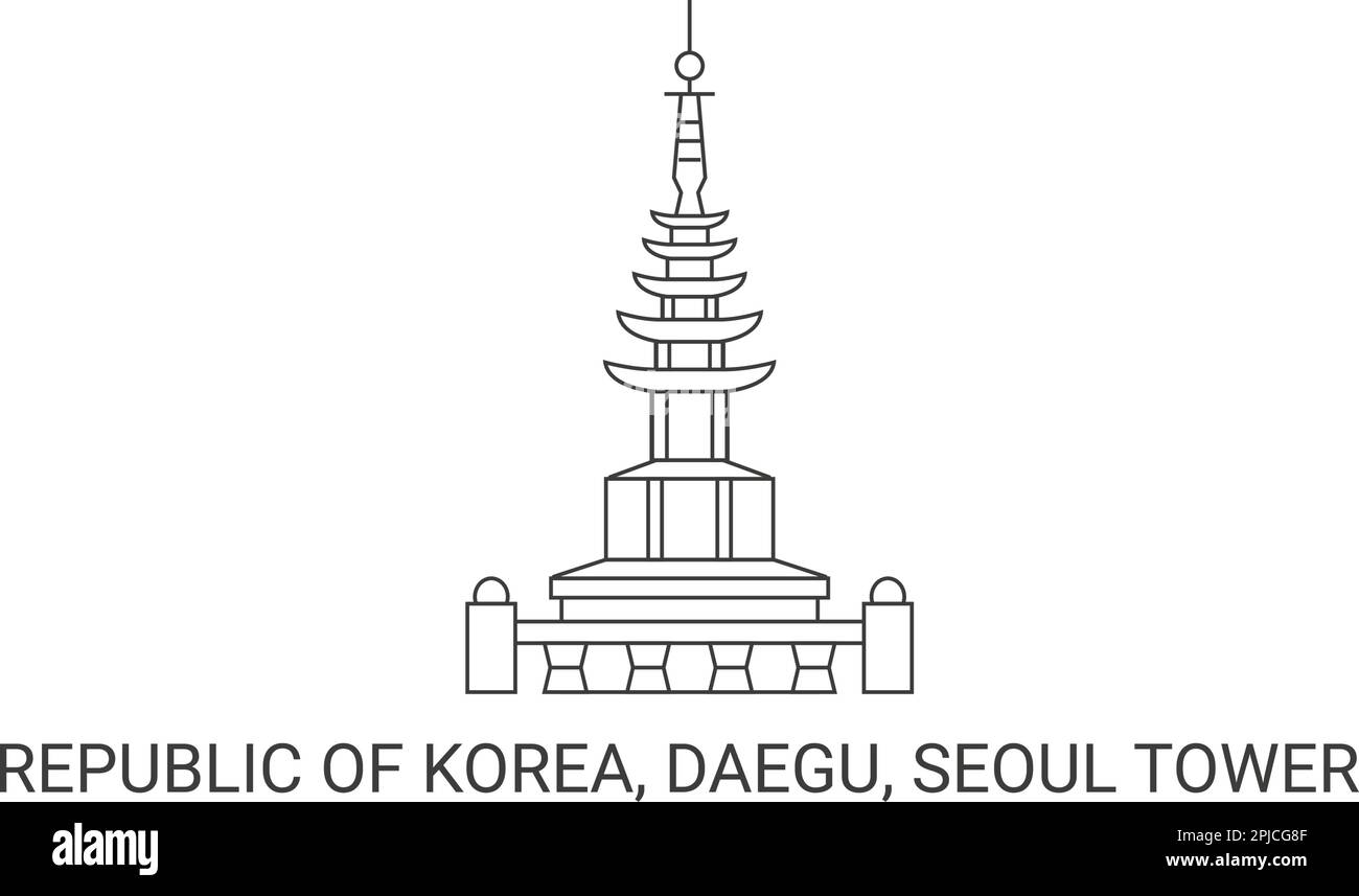 Republic Of Korea, Daegu, Seoul Tower travel landmark vector ...