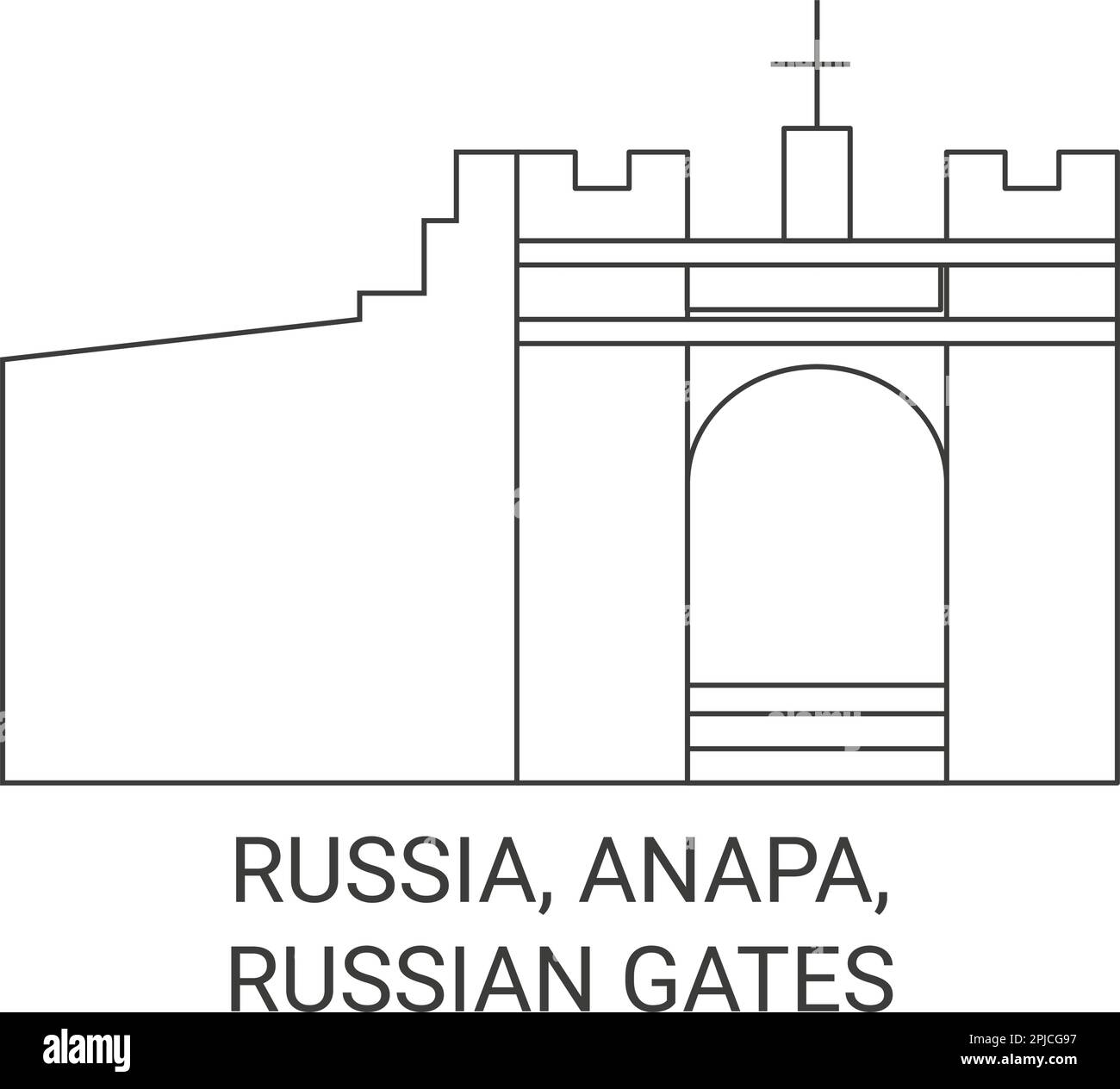 Russia, Anapa, Russian Gates travel landmark vector illustration Stock ...