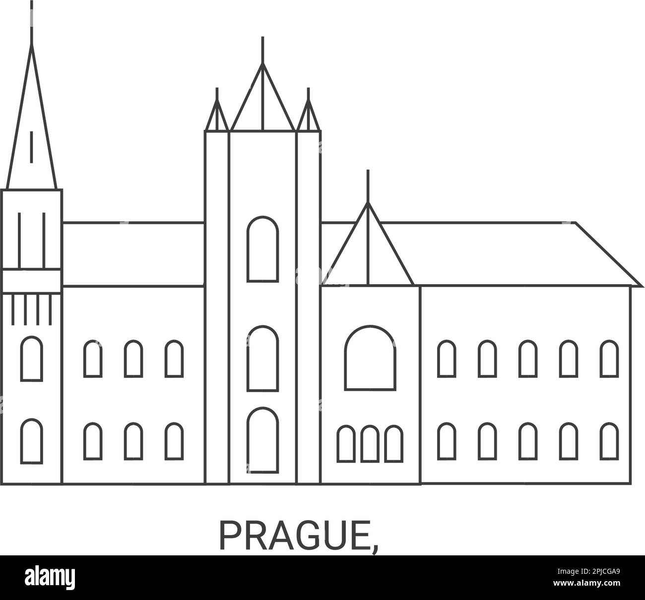 Czech Republic, Prague travel landmark vector illustration Stock Vector ...