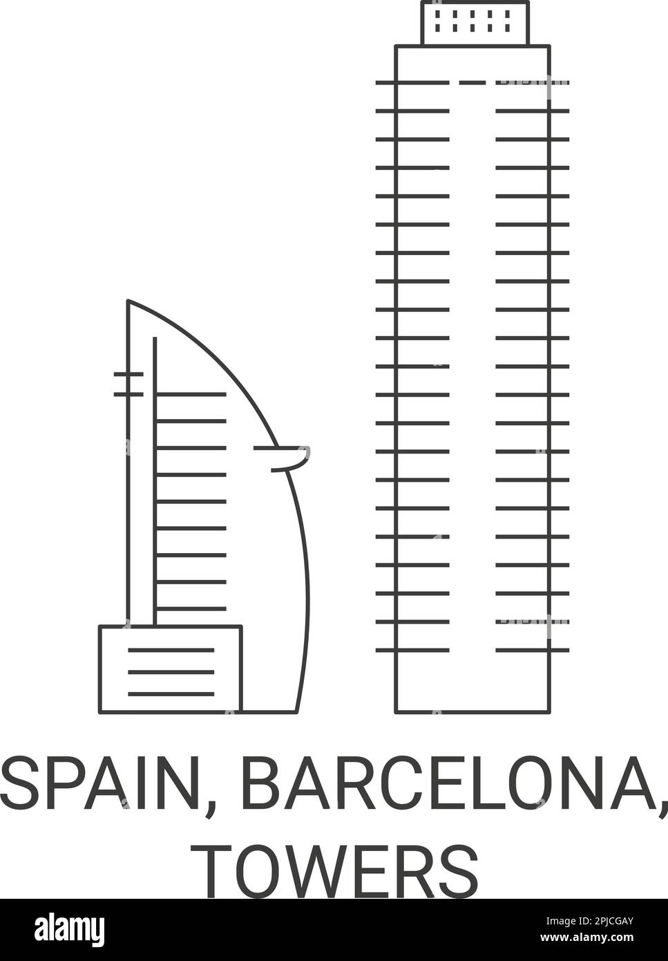 Spain, Barcelona, Tower travel landmark vector illustration Stock ...