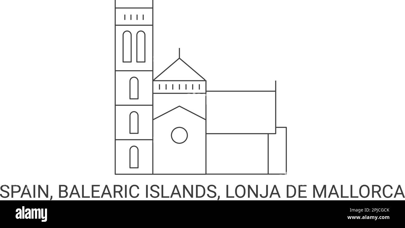 Spain, Balearic Islands, Lonja De Mallorca, travel landmark vector ...