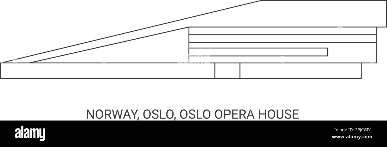 Norway, Oslo, Oslo Opera House, travel landmark vector illustration ...