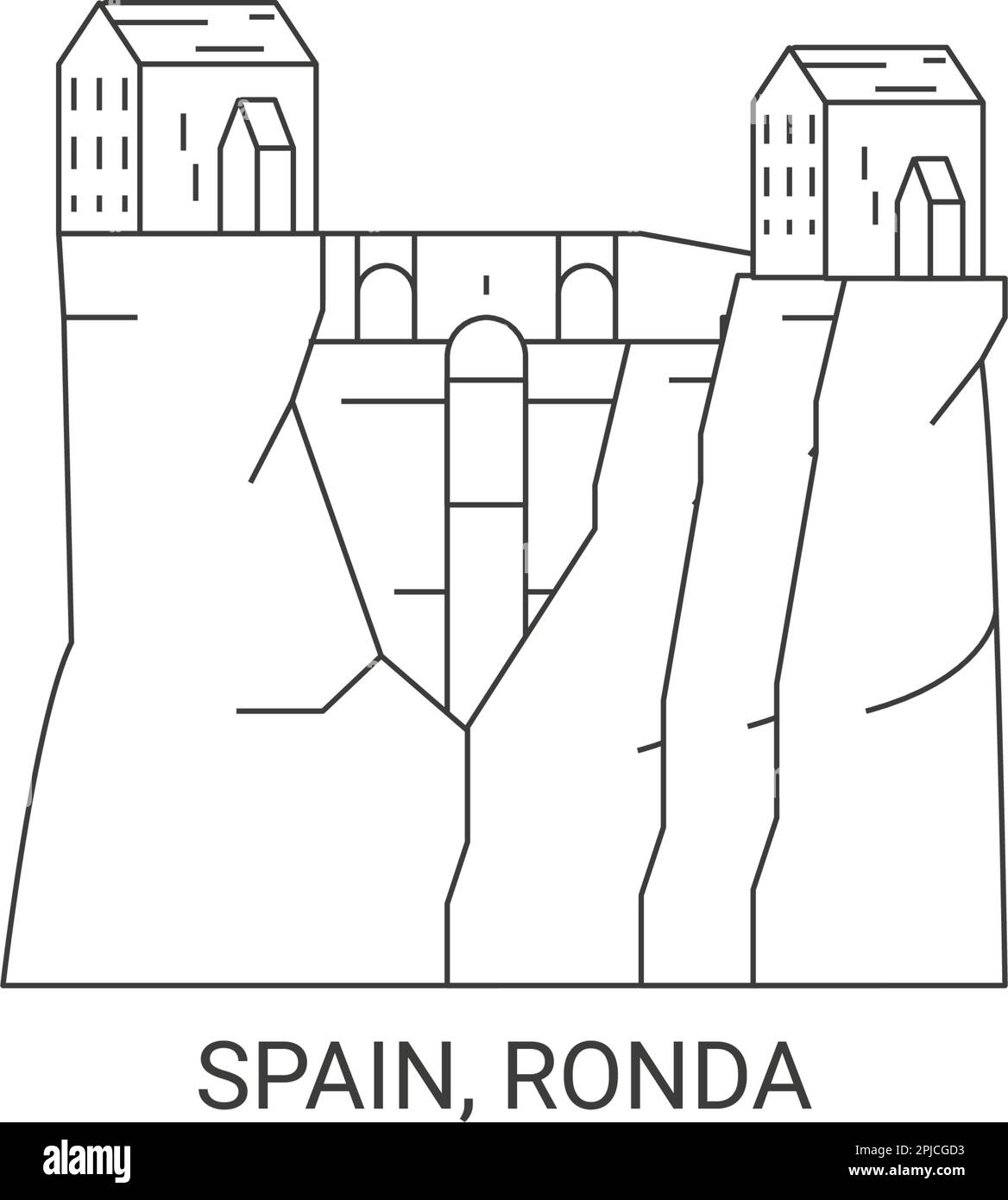Spain, Ronda travel landmark vector illustration Stock Vector Image ...
