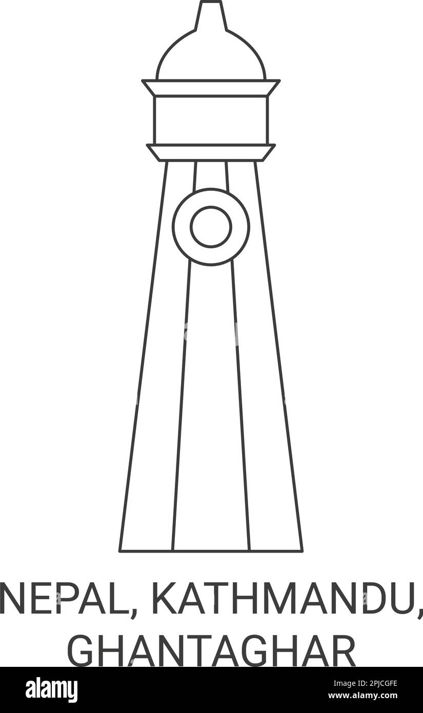 Nepal, Kathmandu, Ghantaghar travel landmark vector illustration Stock ...