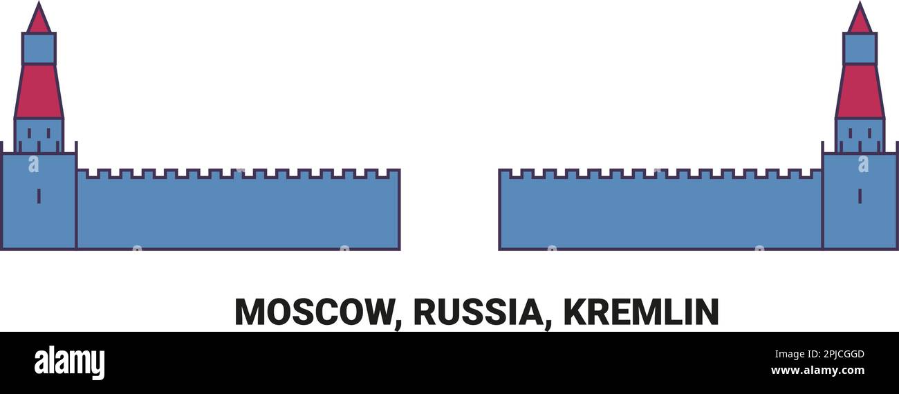 Russia, Moscow, Kremlin travel landmark vector illustration Stock ...