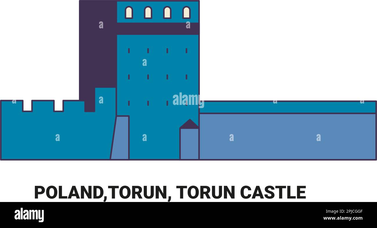 Poland, Torun, Torun Castle travel landmark vector illustration Stock ...