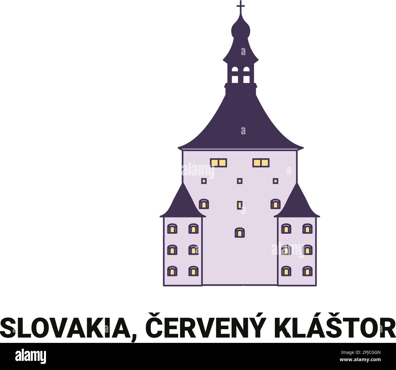 Slovakia, Cerveny Klastor travel landmark vector illustration Stock ...