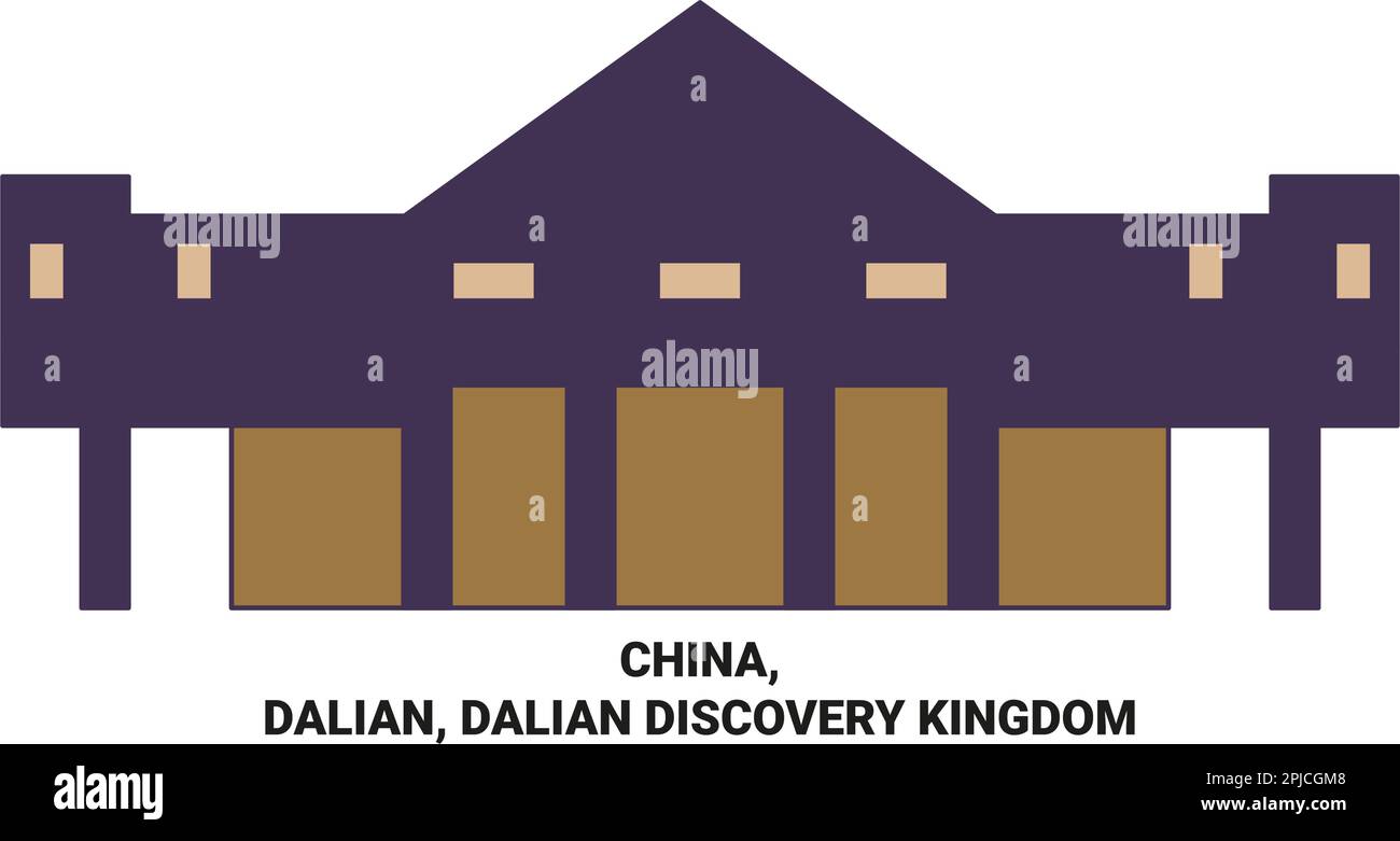 China, Dalian, Dalian Discovery Kingdom travel landmark vector ...