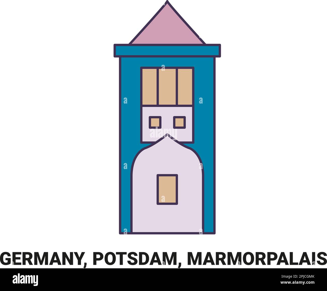 Germany, Potsdam, Marmorpalais travel landmark vector illustration ...