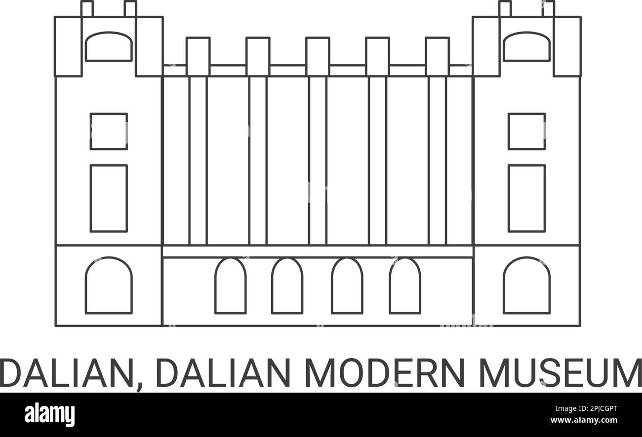 China, Dalian, Dalian Modern Museum, travel landmark vector ...