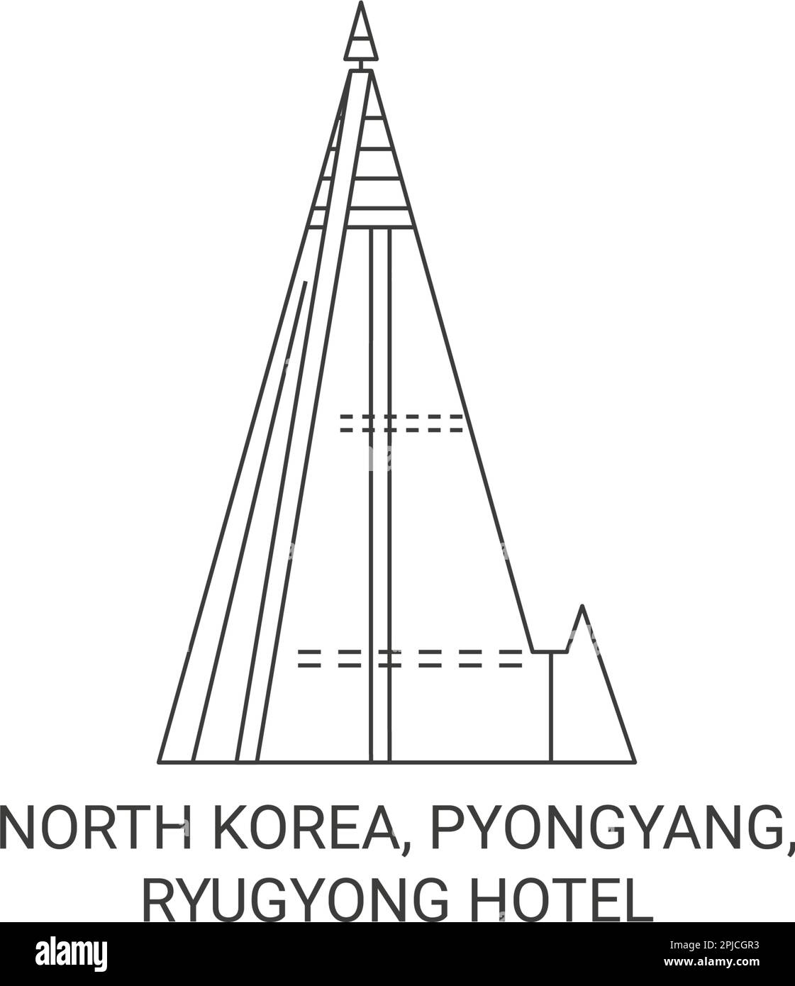 North Korea, Pyongyang, Ryugyong Hotel travel landmark vector ...