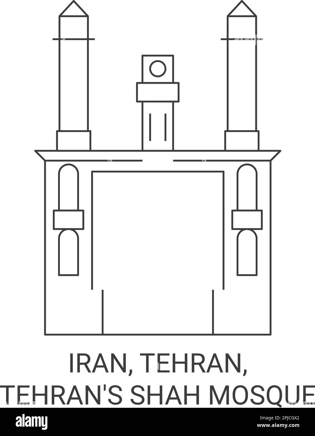Iran, Tehran, Tehran's Shah Mosque travel landmark vector illustration ...