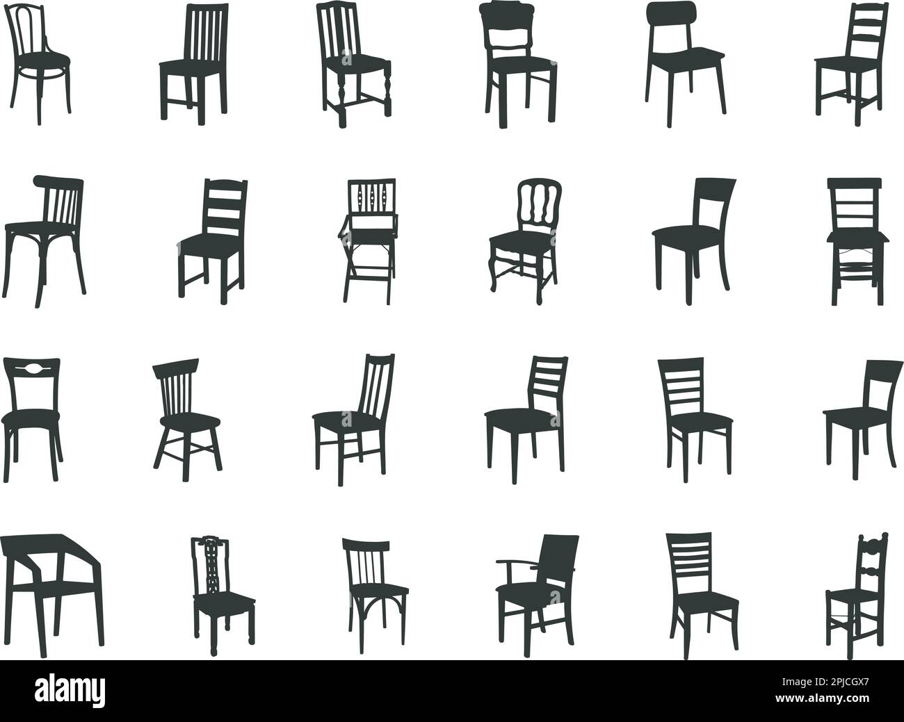 Chair silhouettes, Chair SVG, Chairs silhouettes vector illustration ...
