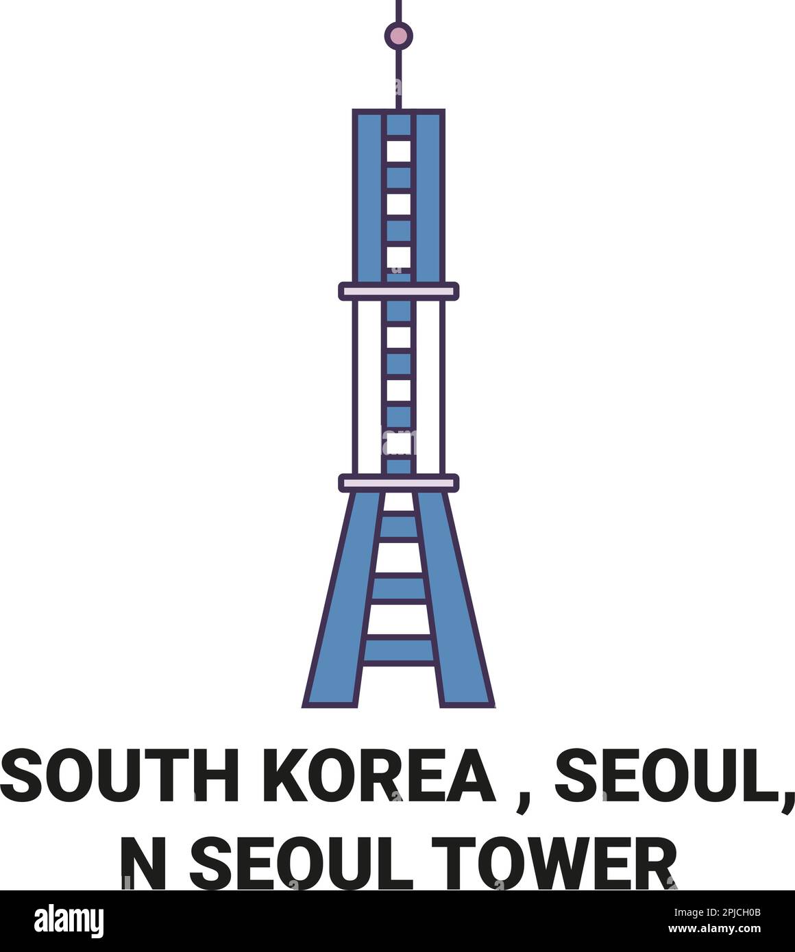 Republic Of Korea, Seoul, Tower travel landmark vector illustration ...