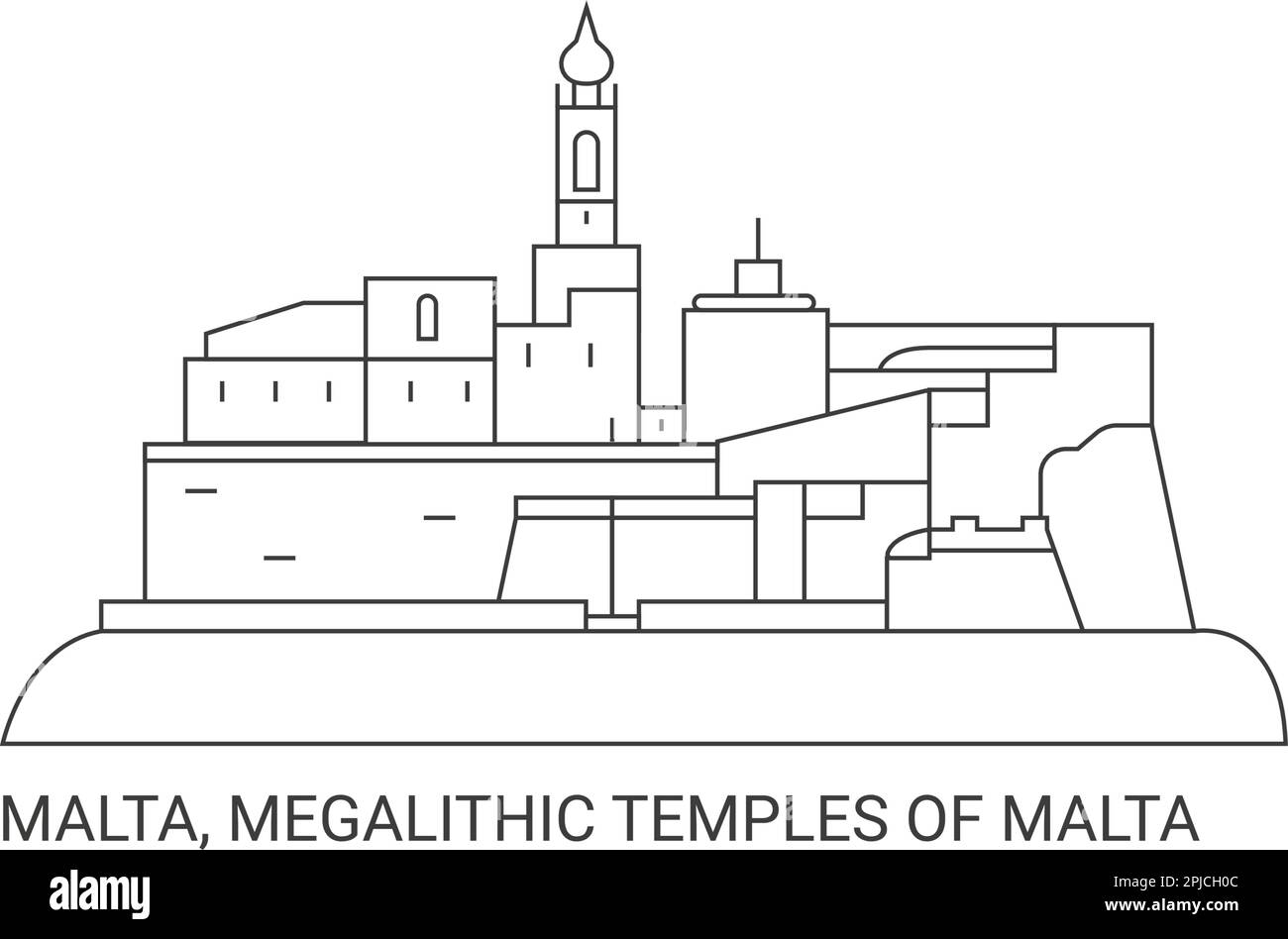 Malta, Megalithic Temples Of Malta, travel landmark vector illustration ...