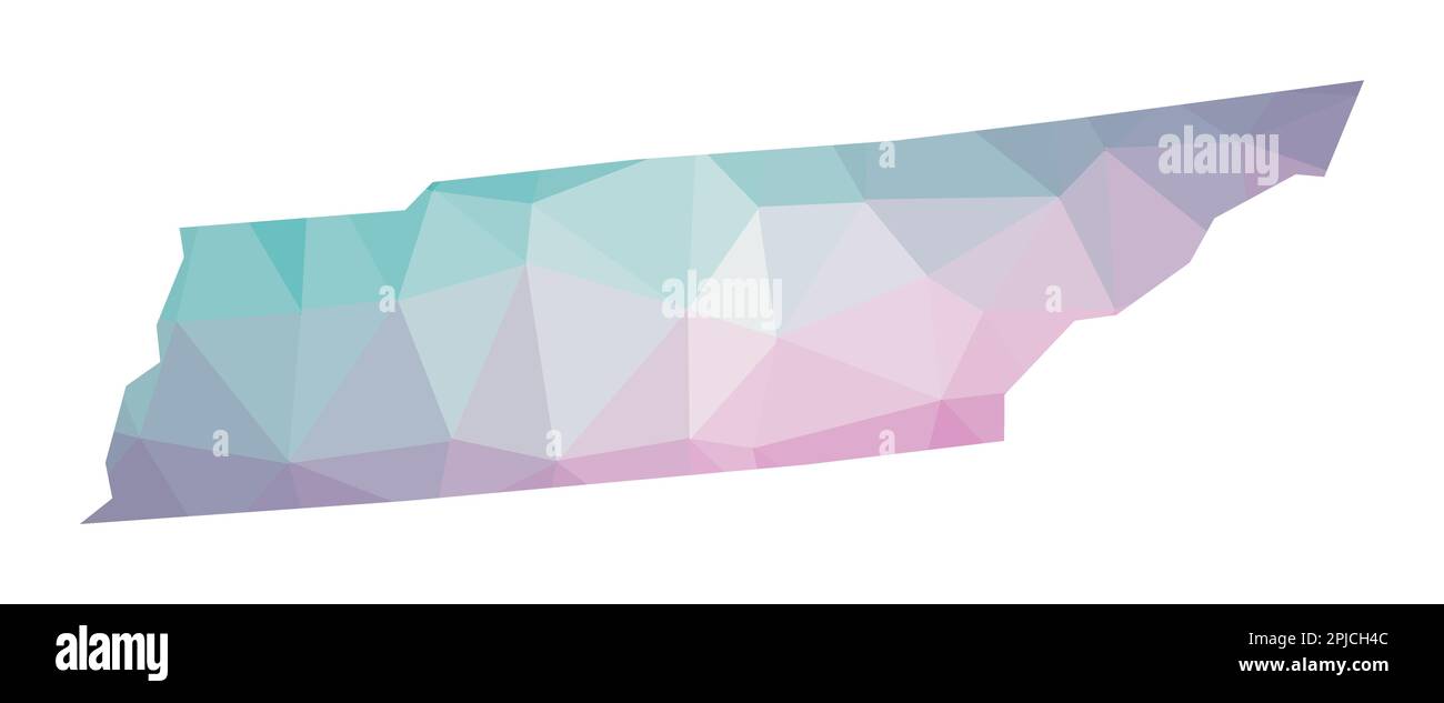 Polygonal map of Tennessee. Geometric illustration of the US state in ...