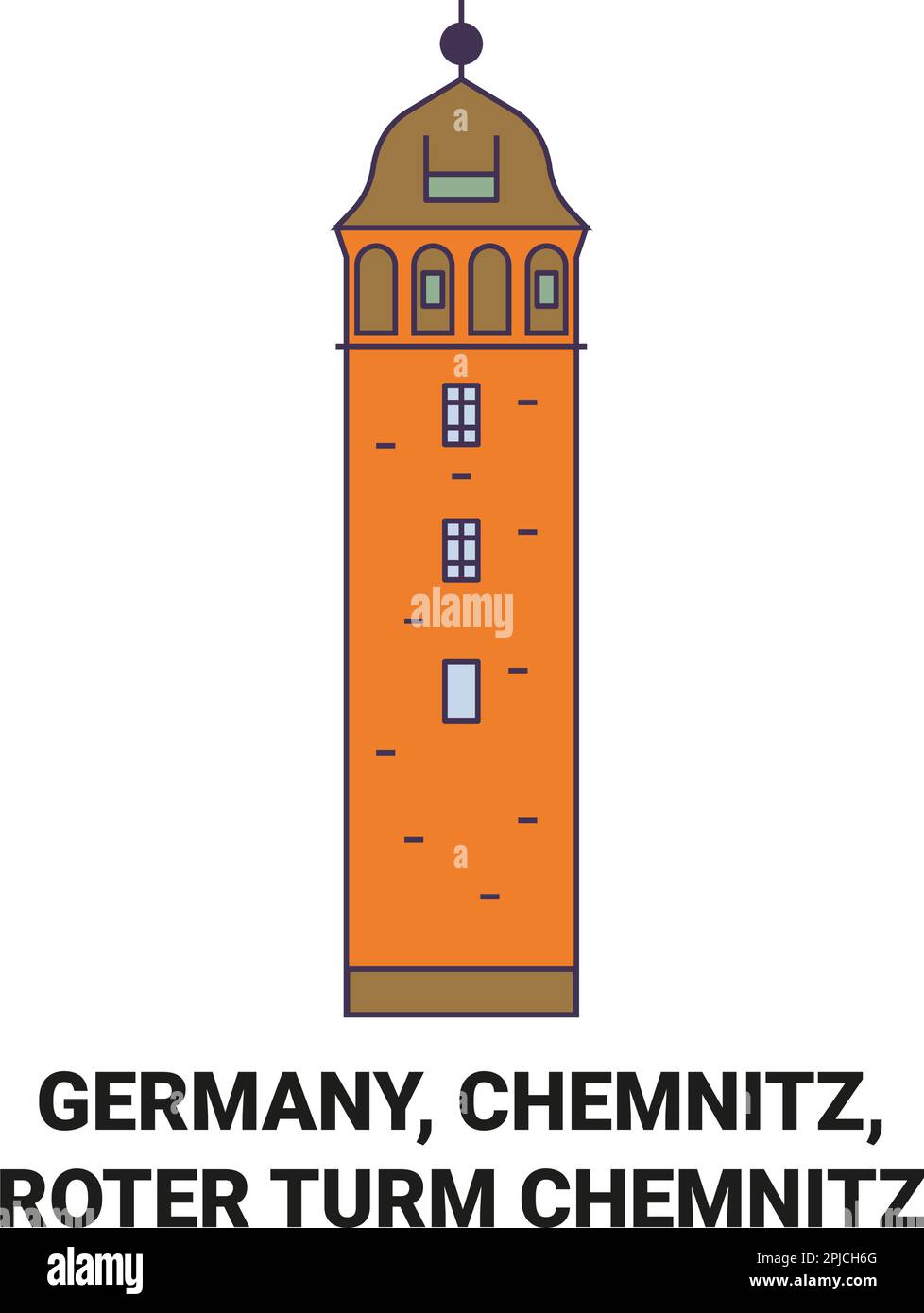 Germany, Chemnitz, Roter Turm Chemnitz travel landmark vector ...