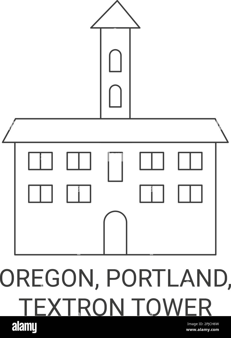 United States, Oregon, Portland, Textron Tower travel landmark vector ...