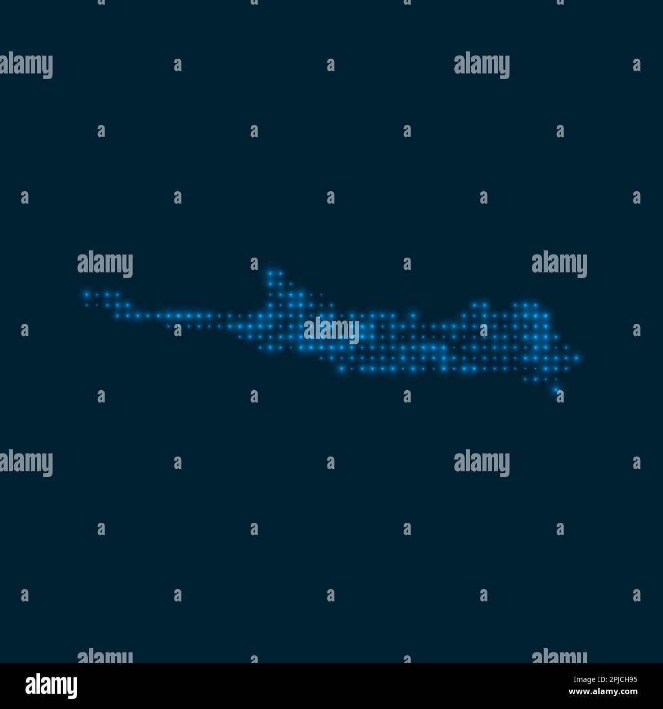 Paradise Island dotted glowing map. Shape of the island with blue ...