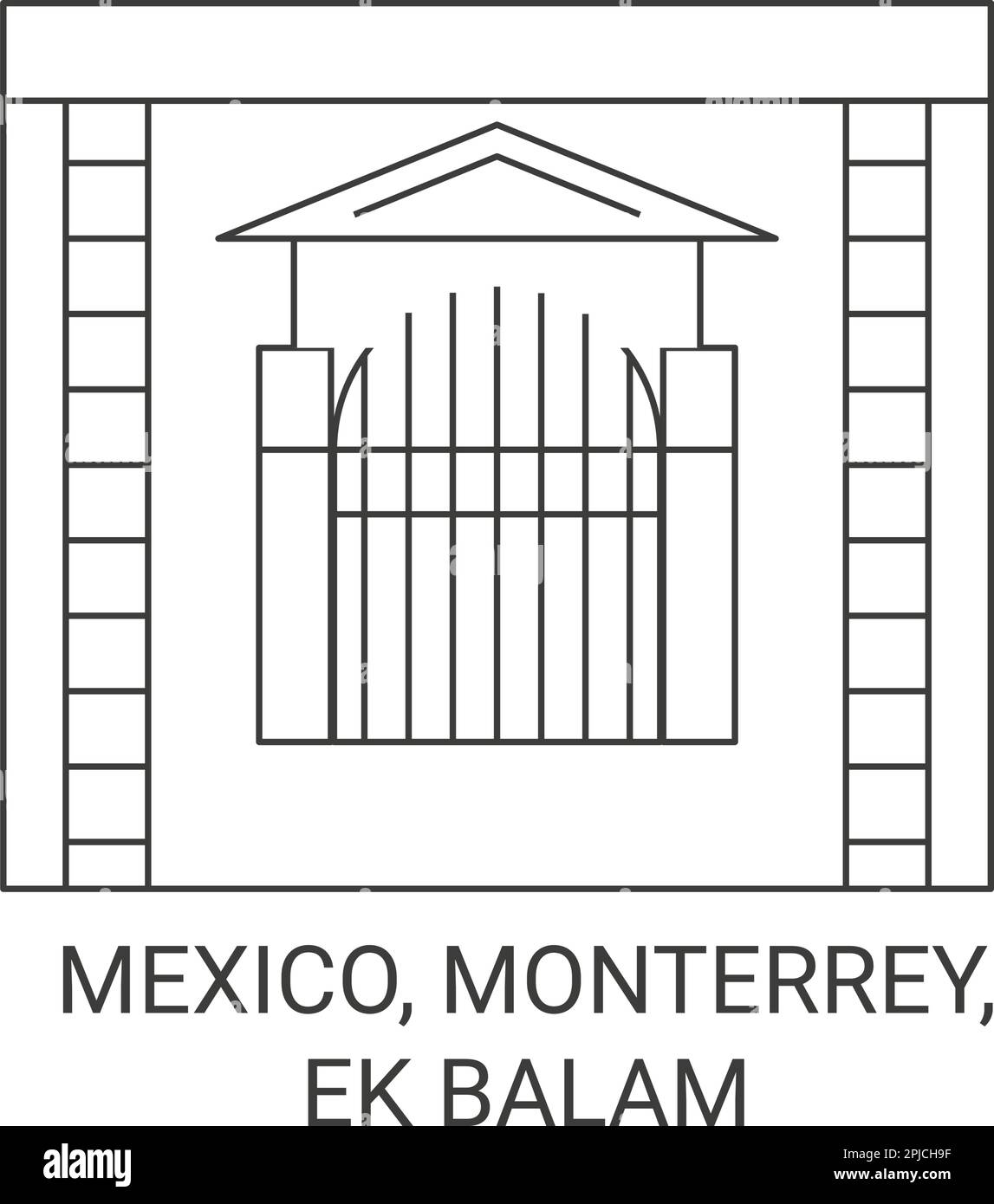 Mexico, Monterrey, Ek Balam travel landmark vector illustration Stock ...