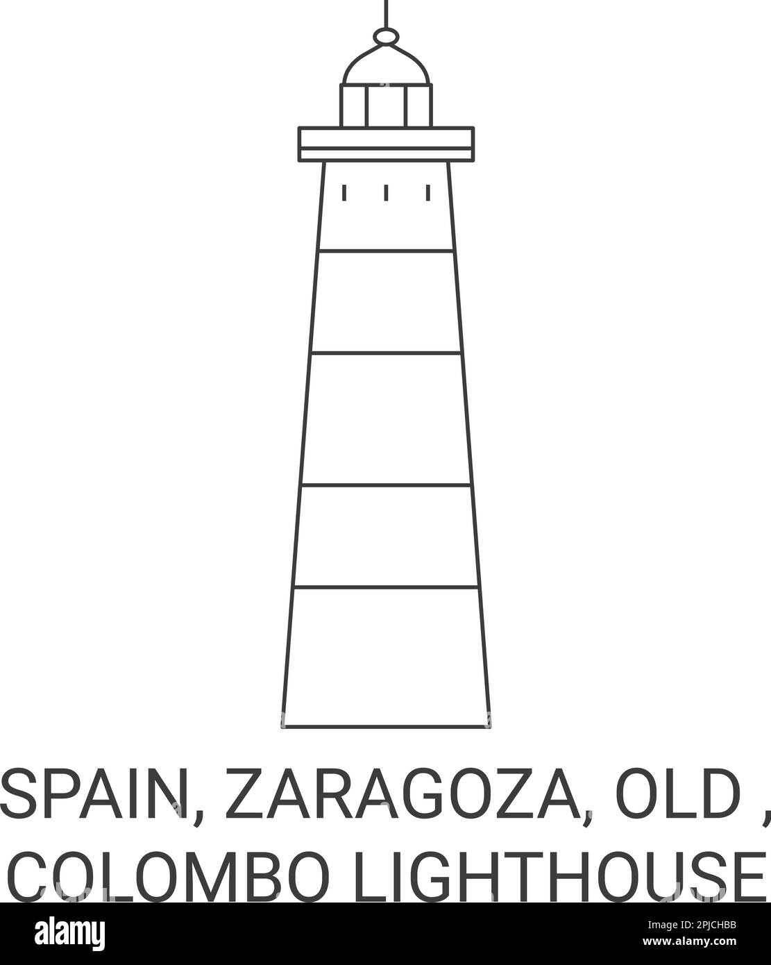 Spain, Zaragoza, Old , Colombo Lighthouse travel landmark vector ...