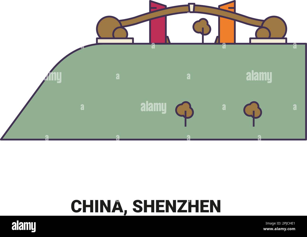 China, Shenzhen travel landmark vector illustration Stock Vector Image ...