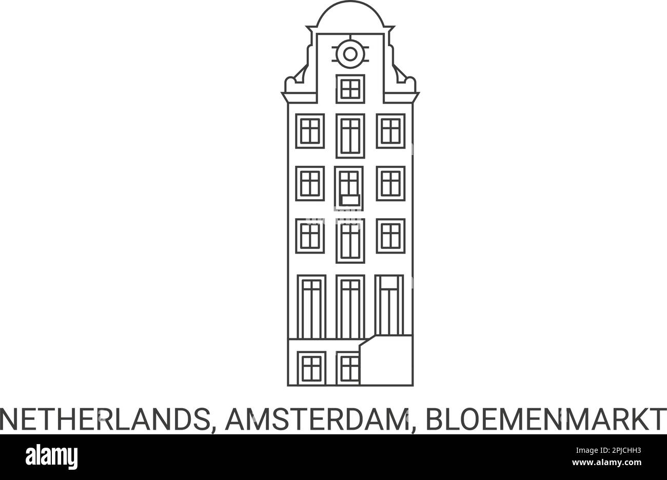 Netherlands, Amsterdam, Bloemenmarkt, travel landmark vector ...