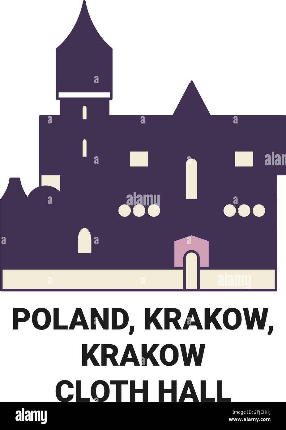 Poland, Krakow, Krakow Cloth Hall travel landmark vector illustration ...