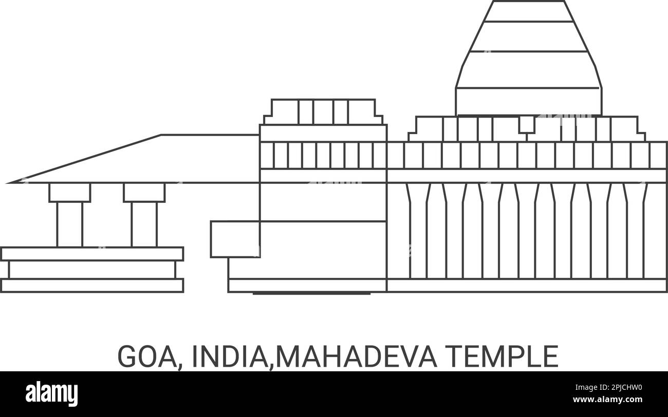 India, Goa, Mahadeva Temple travel landmark vector illustration Stock ...