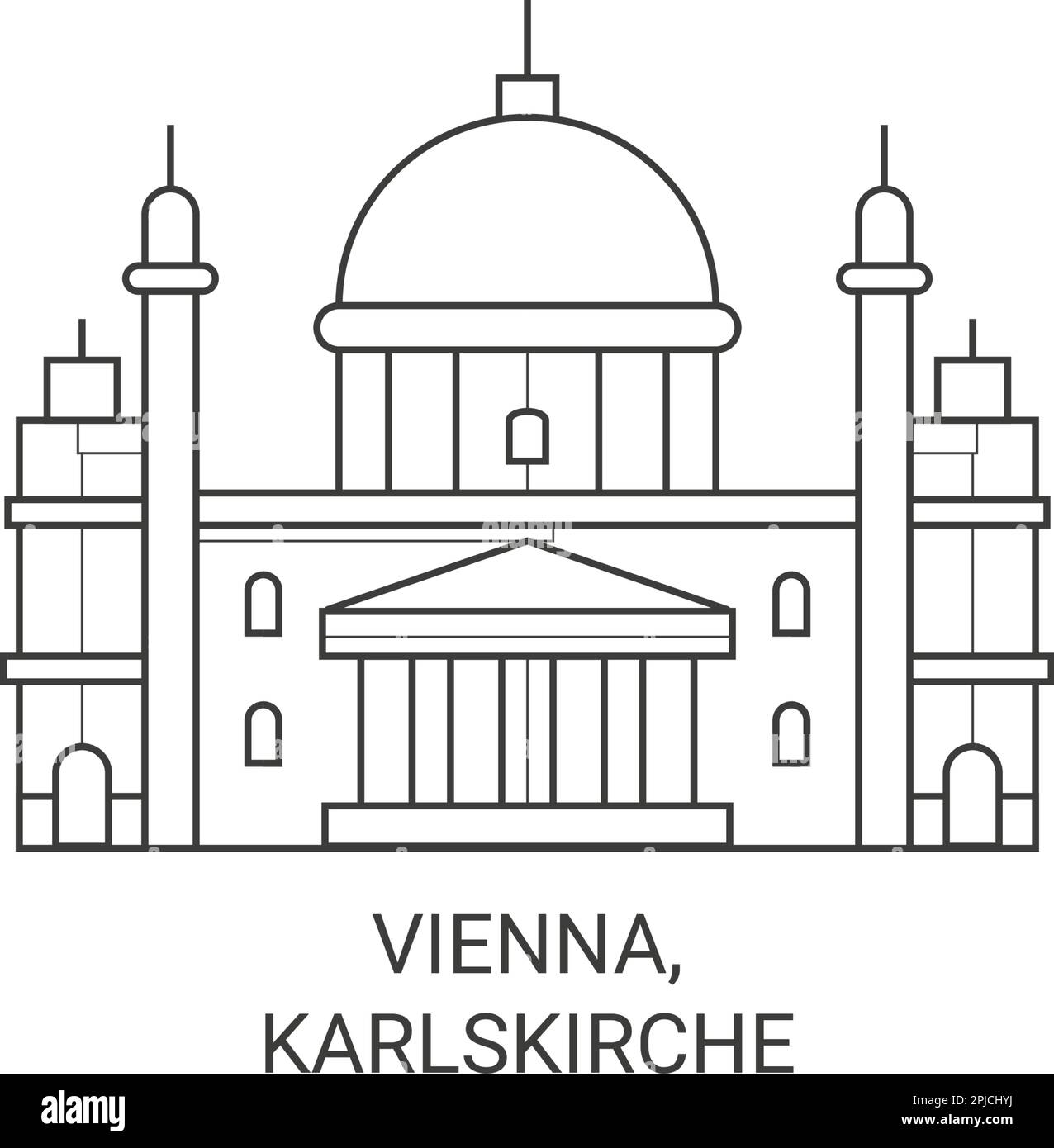 Austria, Vienna, Karlskirche travel landmark vector illustration Stock ...