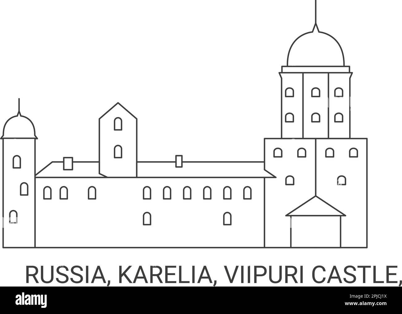 Russia, Karelia, Viipuri Castle, travel landmark vector illustration ...