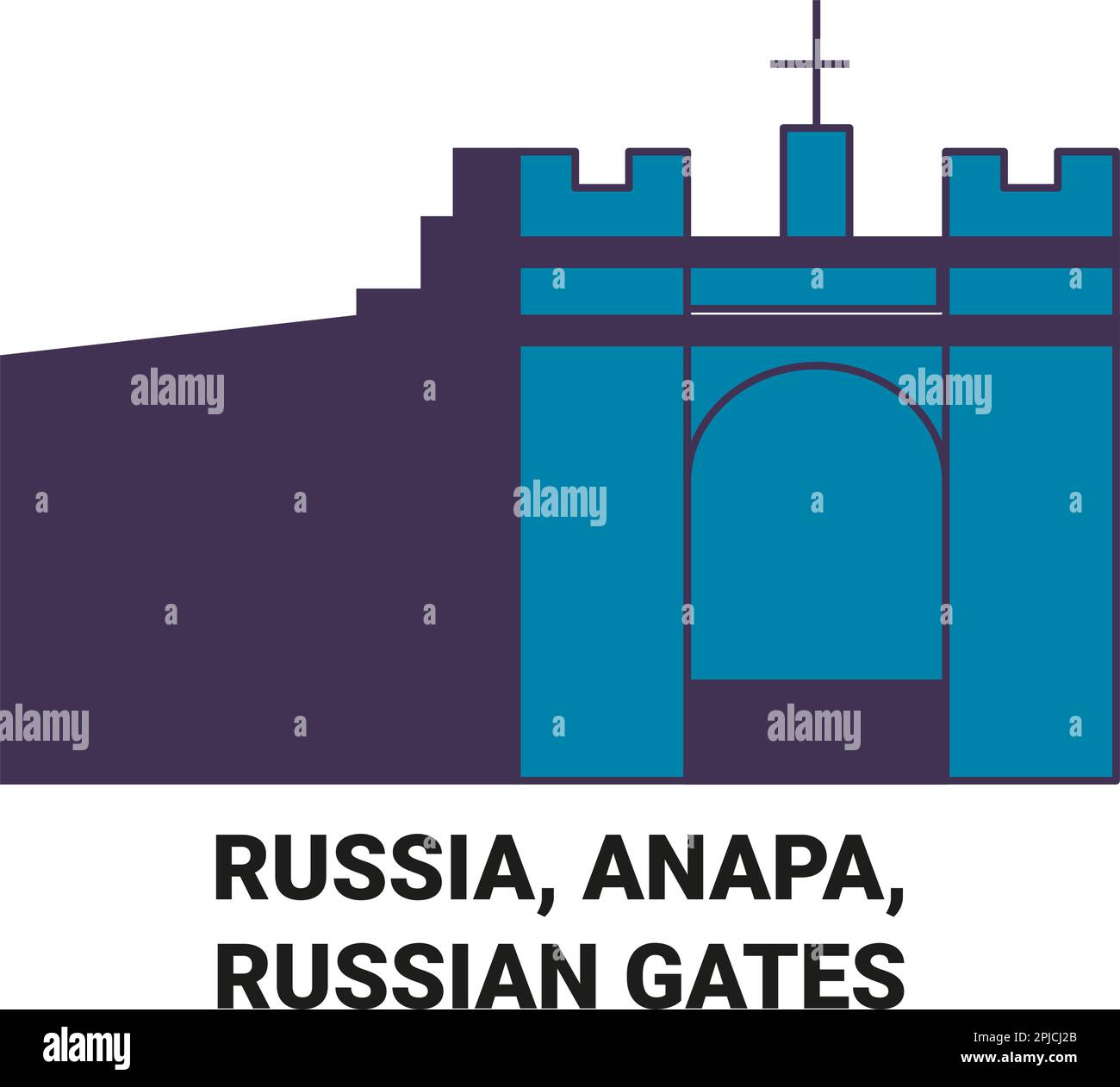 Russia, Anapa, Russian Gates travel landmark vector illustration Stock ...
