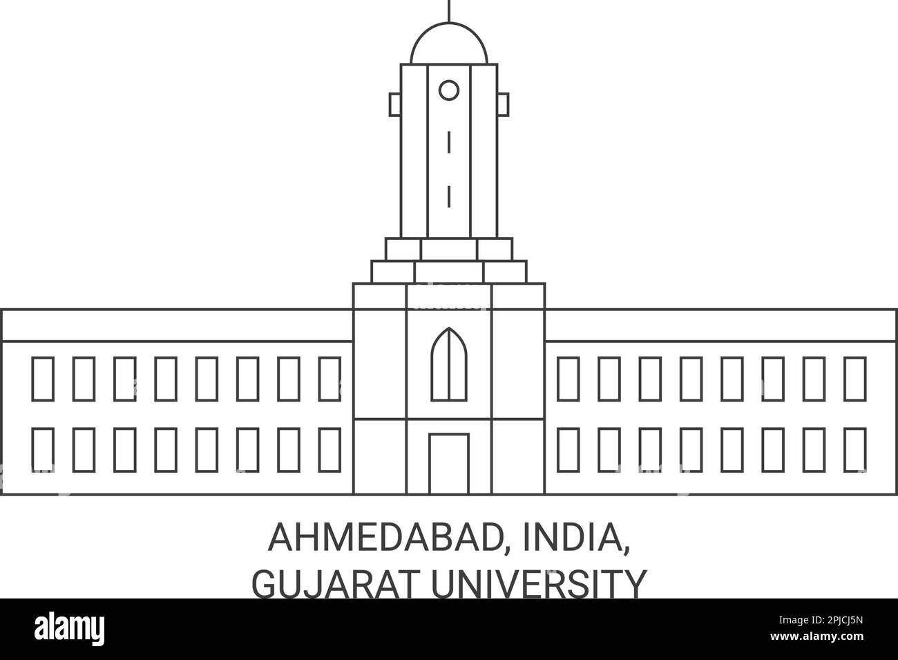 India, Ahmedabad, Gujarat University travel landmark vector ...