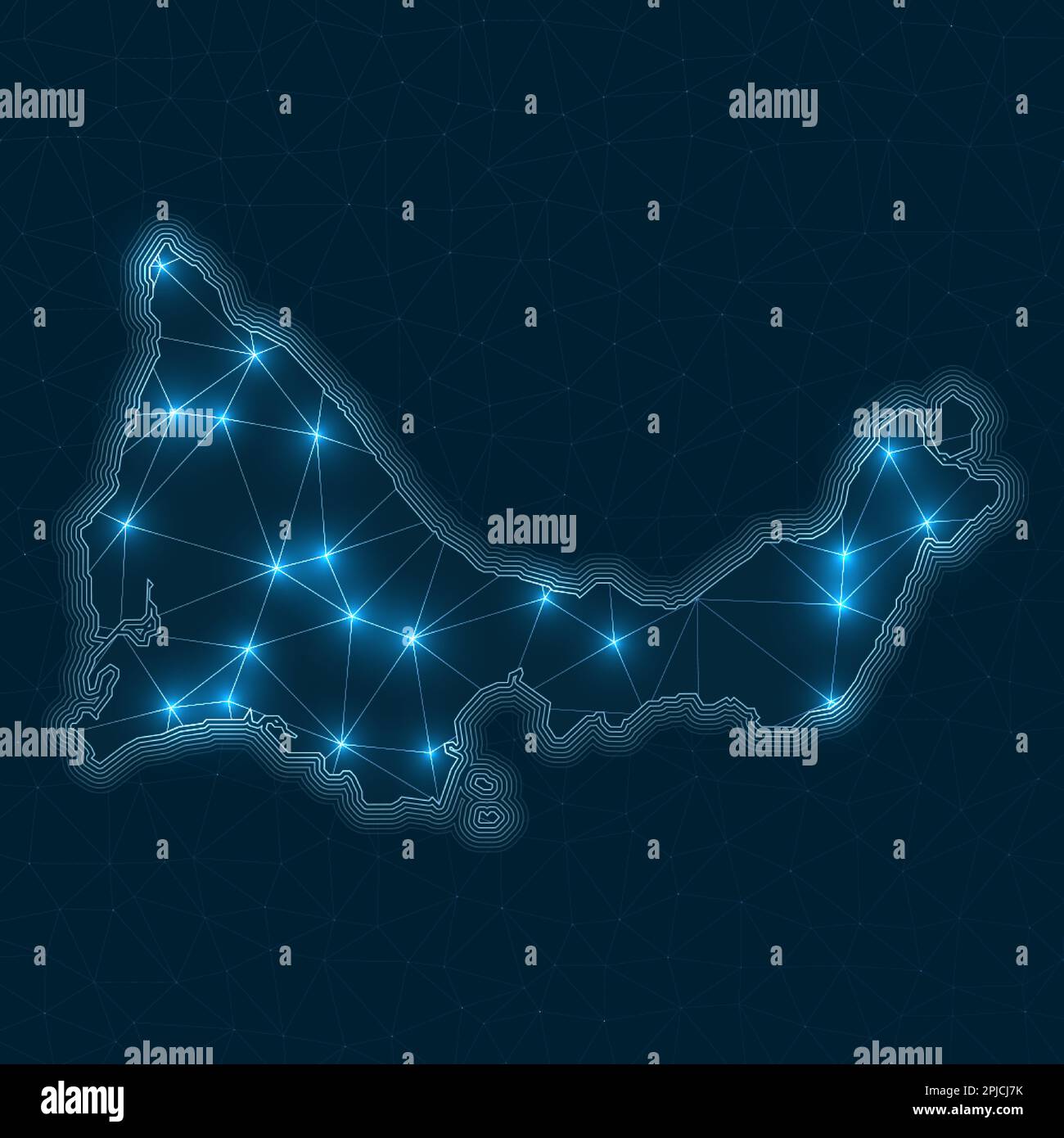 Providenciales network map. Abstract geometric map of the island ...