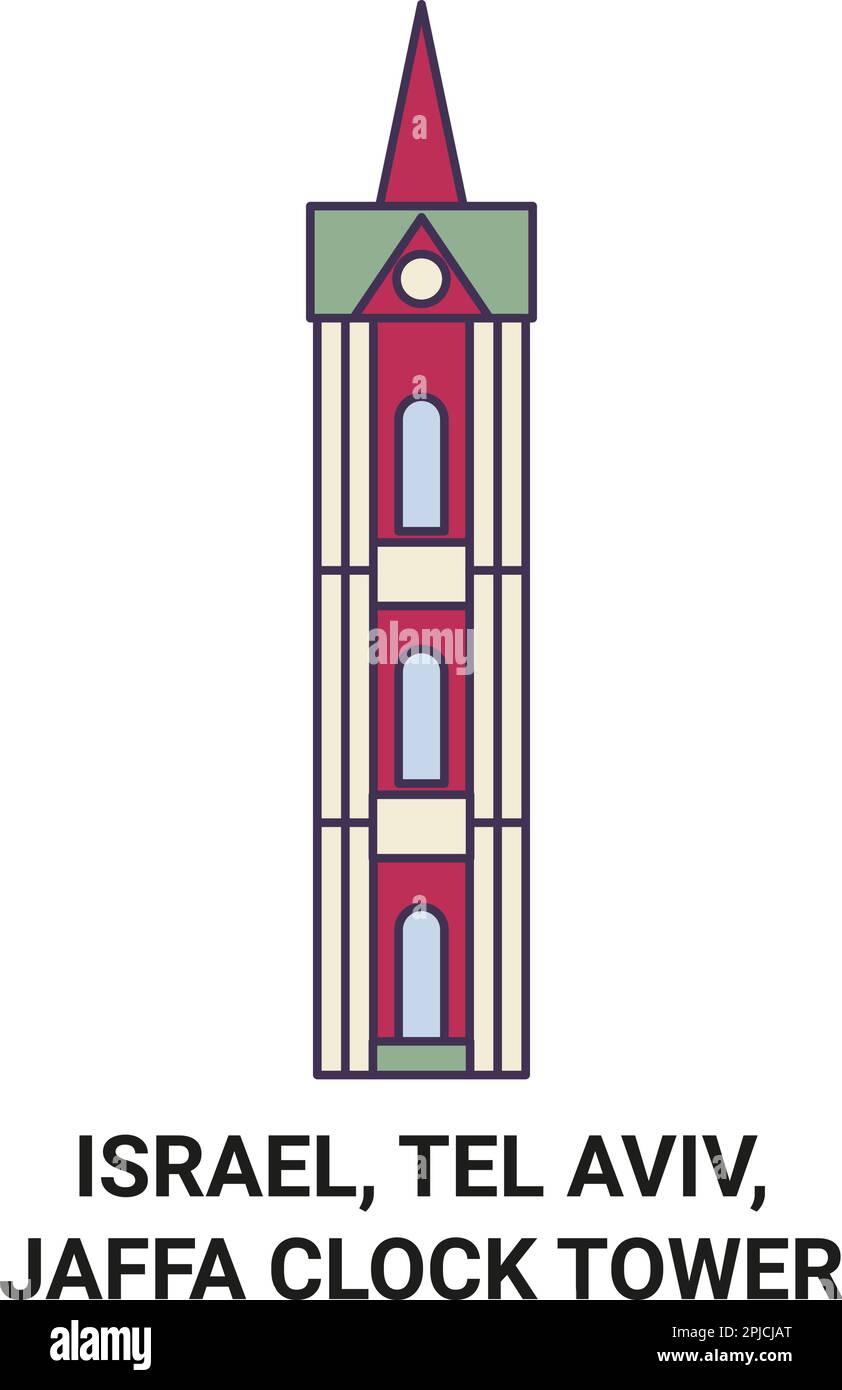 Israel, Tel Aviv, Jaffa Clock Tower travel landmark vector illustration ...