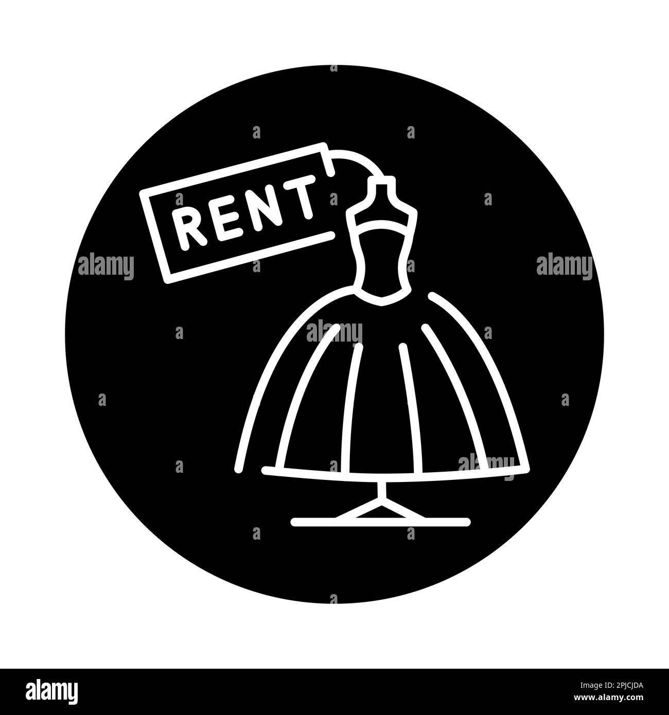 Wedding dress rental black line icon. Bride`s clothes. 24 hour rent ...