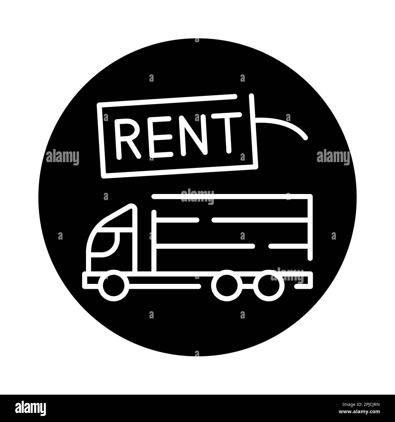 Truck rental black line icon. Freight transport. 24 hour rent service ...