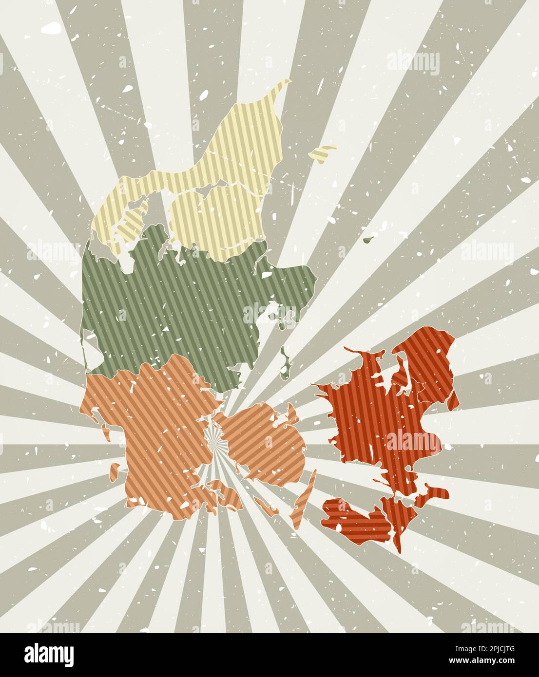 Denmark vintage map. Grunge poster with map of the country in retro ...