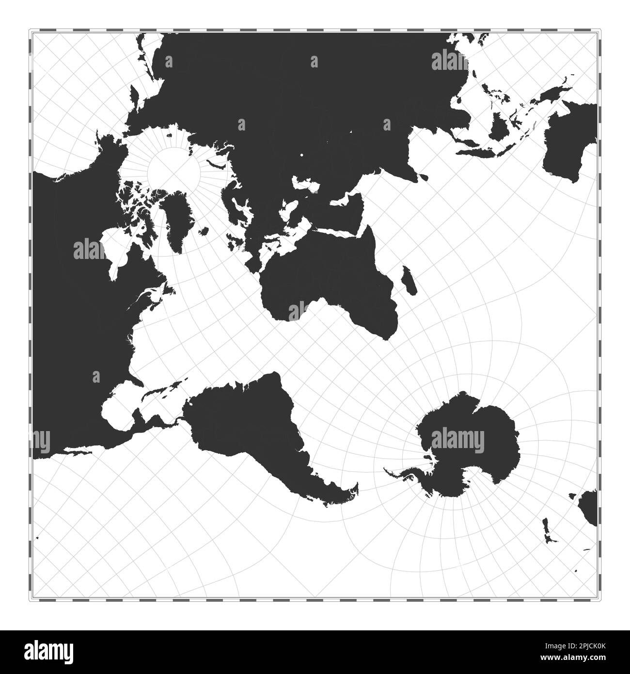 Vector world map. Peirce quincuncial projection. Plain world ...