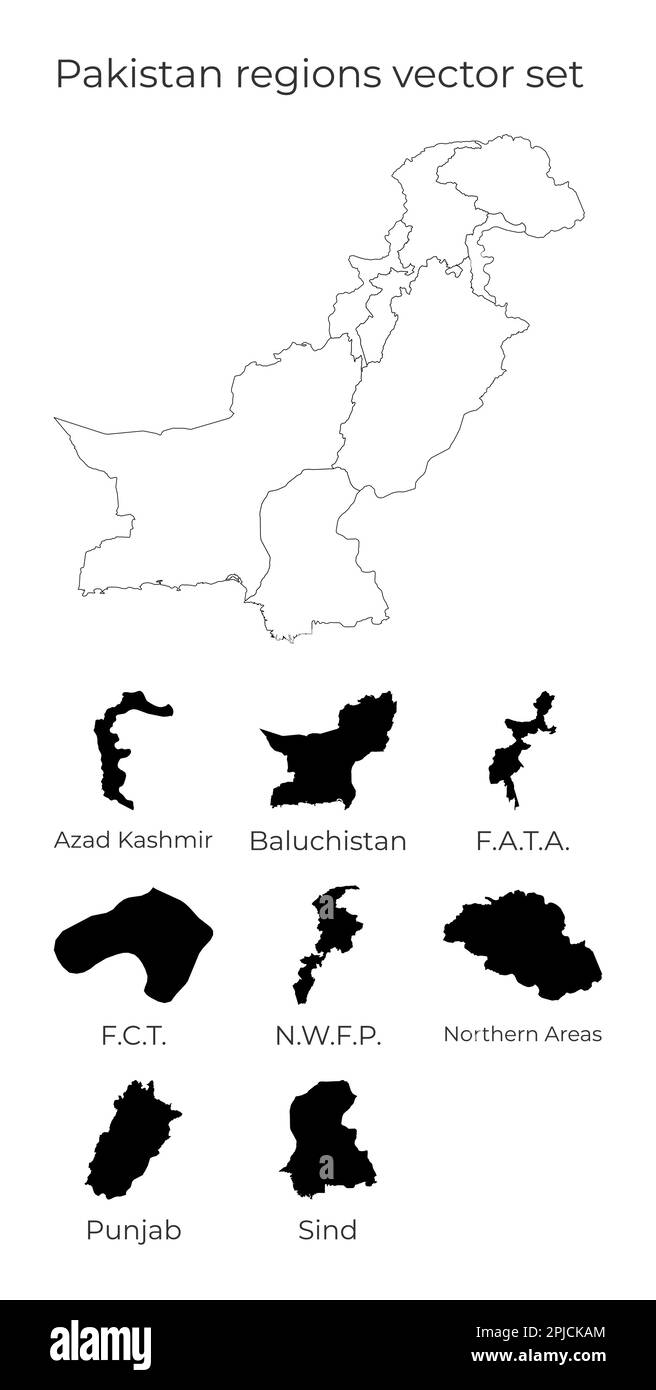 Pakistan map with shapes of regions. Blank vector map of the country with regions. Borders of ...