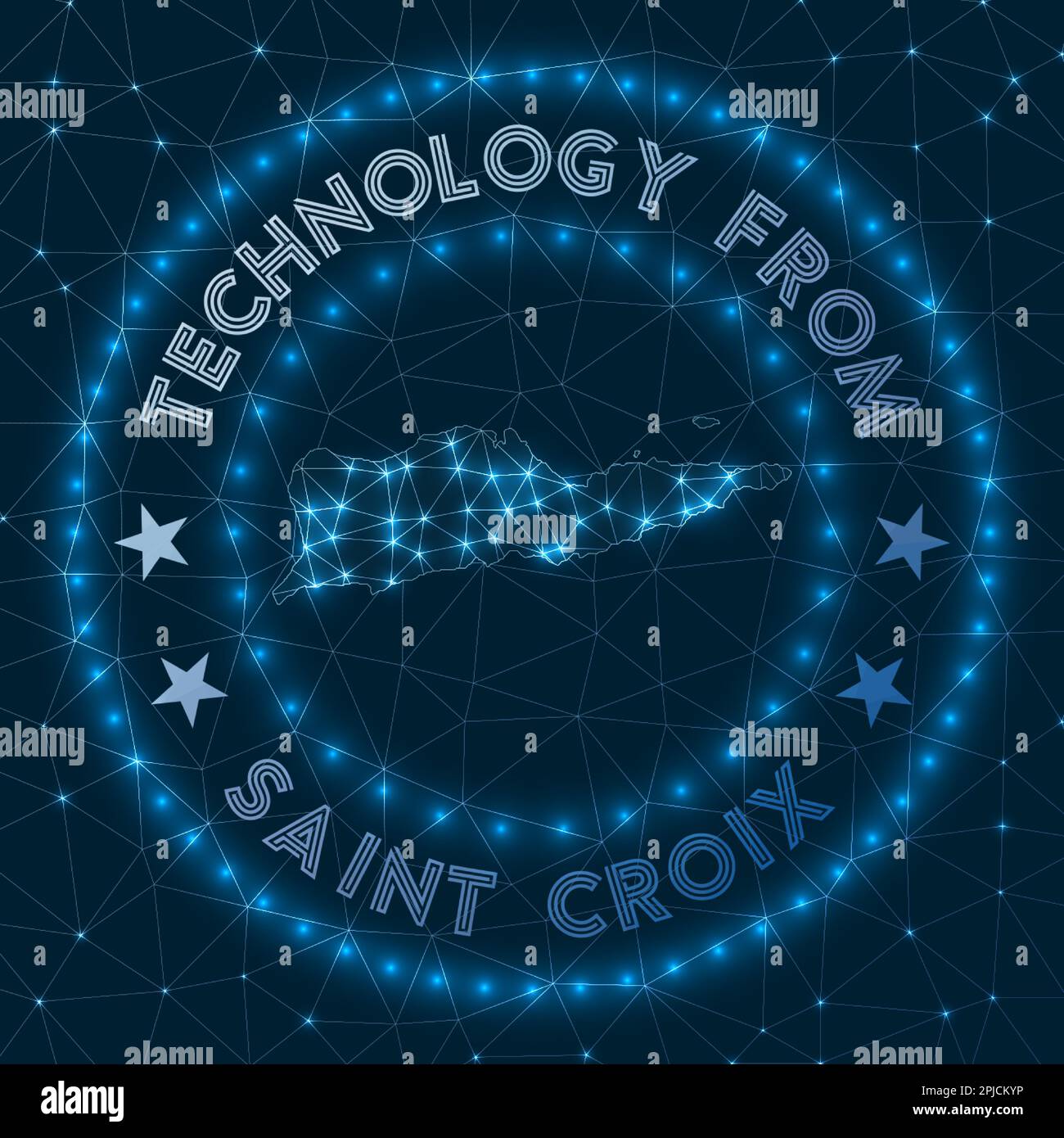 Technology From Saint Croix. Futuristic geometric badge of the island ...