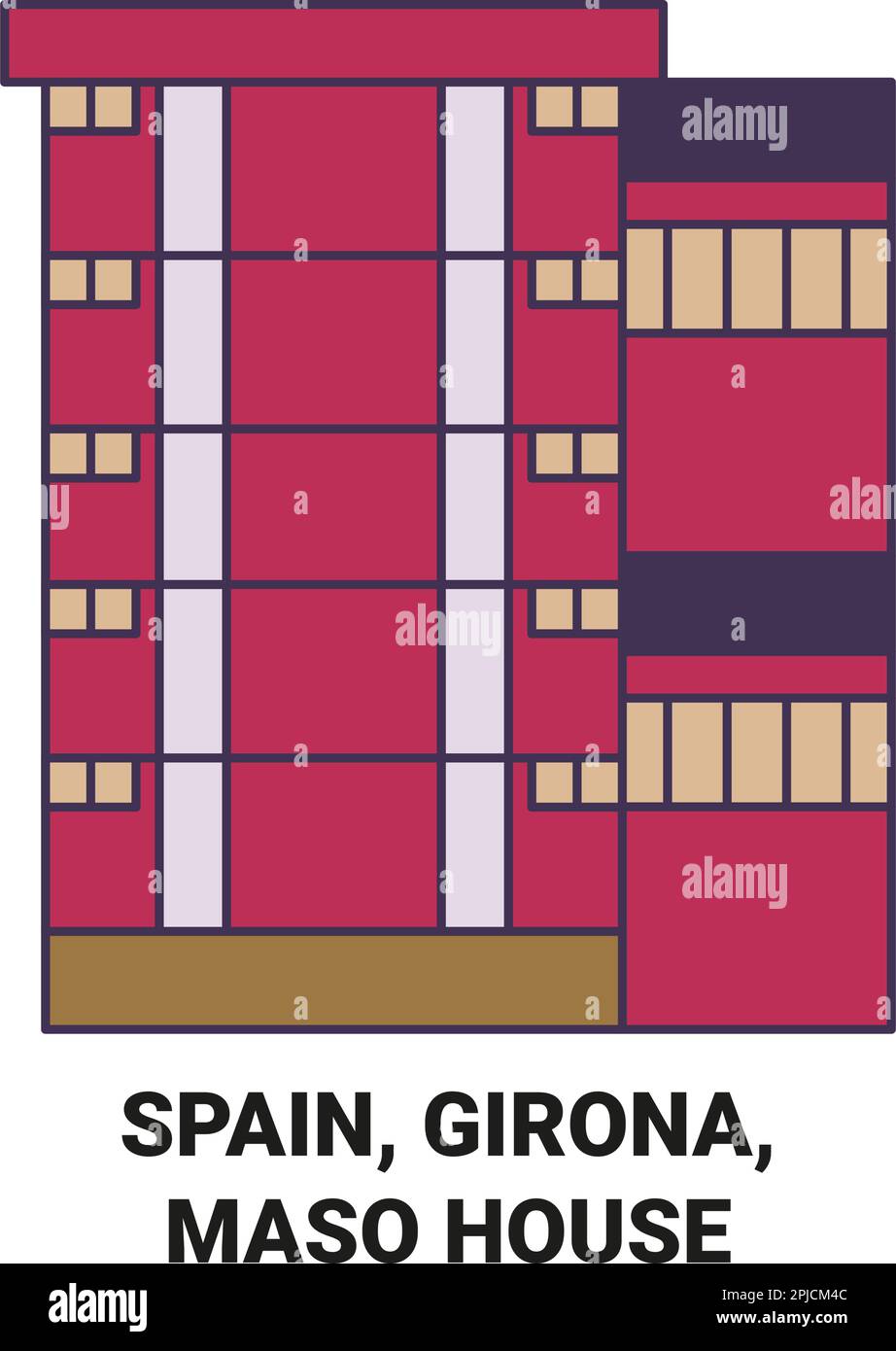 Spain, Girona, Maso House travel landmark vector illustration Stock ...