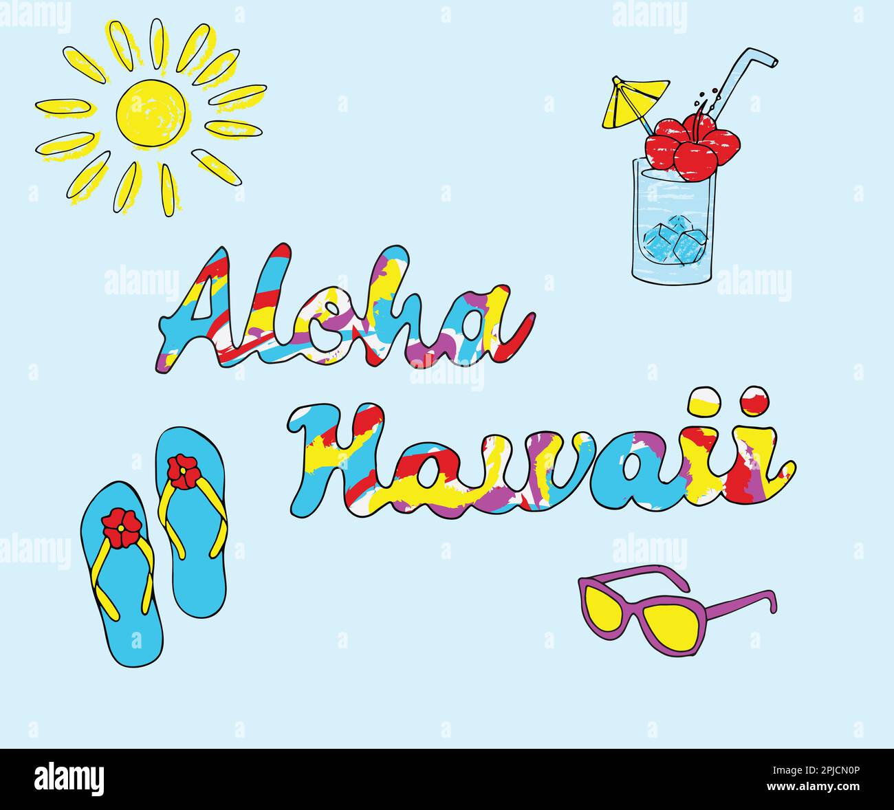 Aloha hawaii hand lettering exotic Stock Vector Images - Alamy