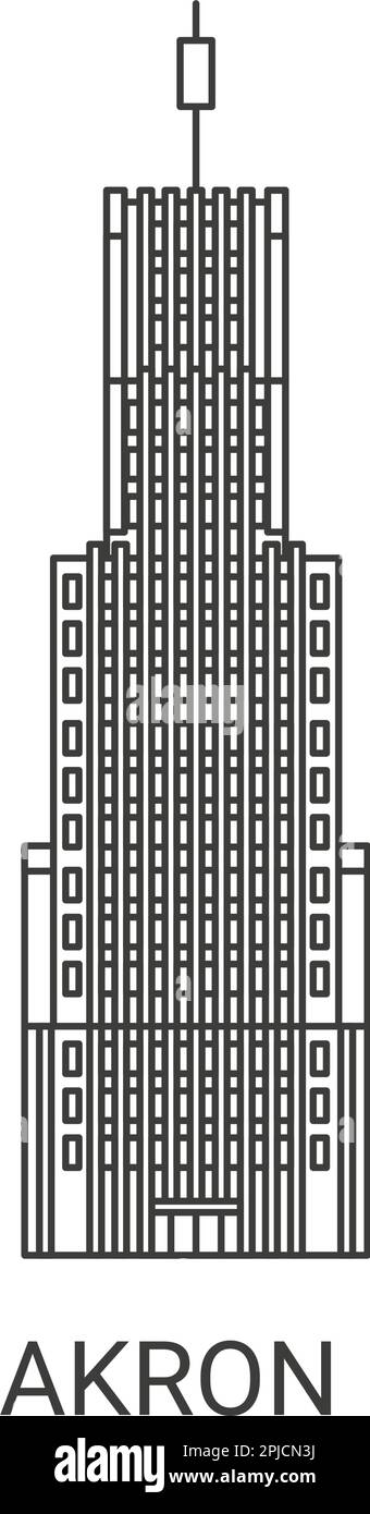 Usa, Akron travel landmark vector illustration Stock Vector Image & Art ...