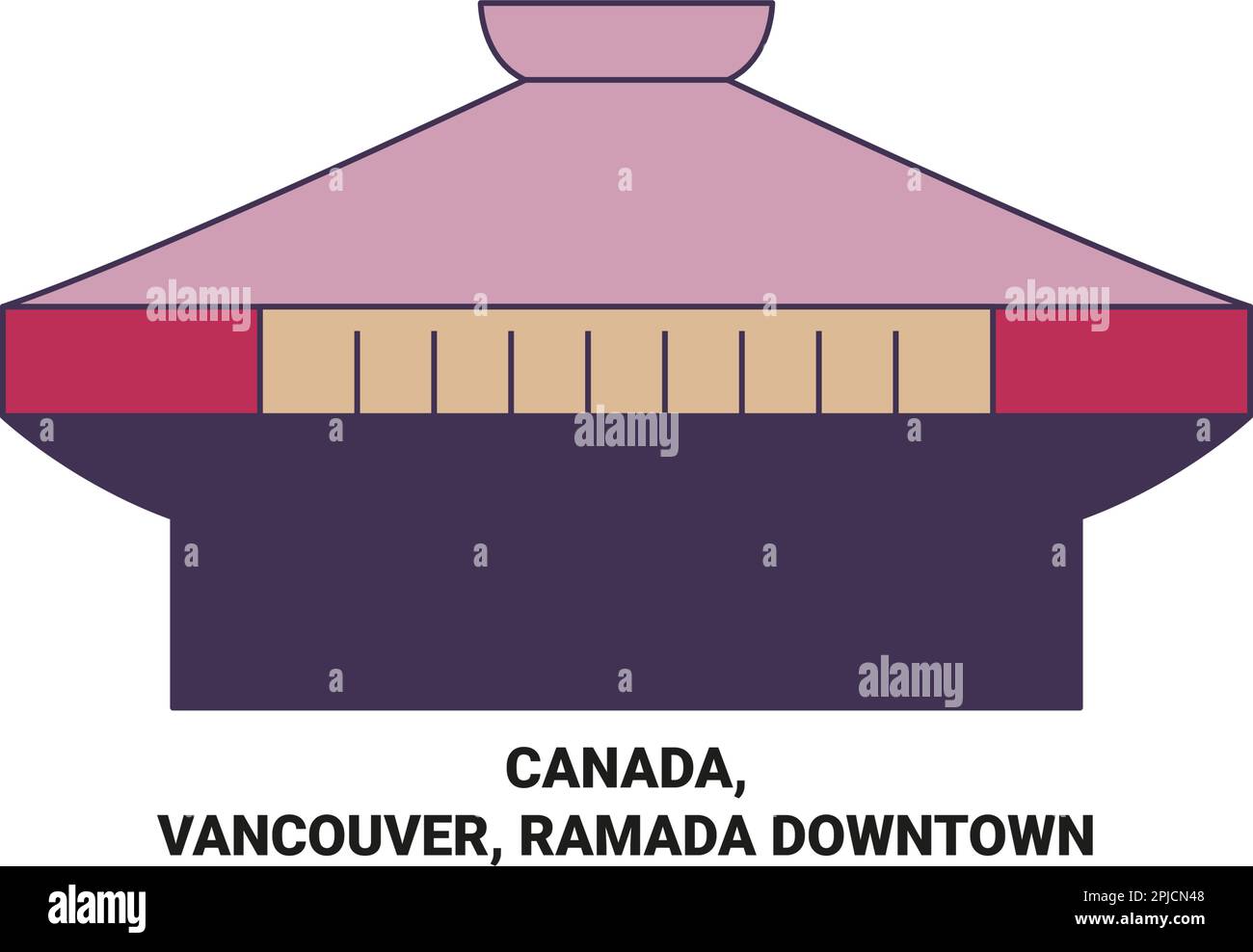 Canada, Vancouver, Ramada Downtown travel landmark vector illustration ...