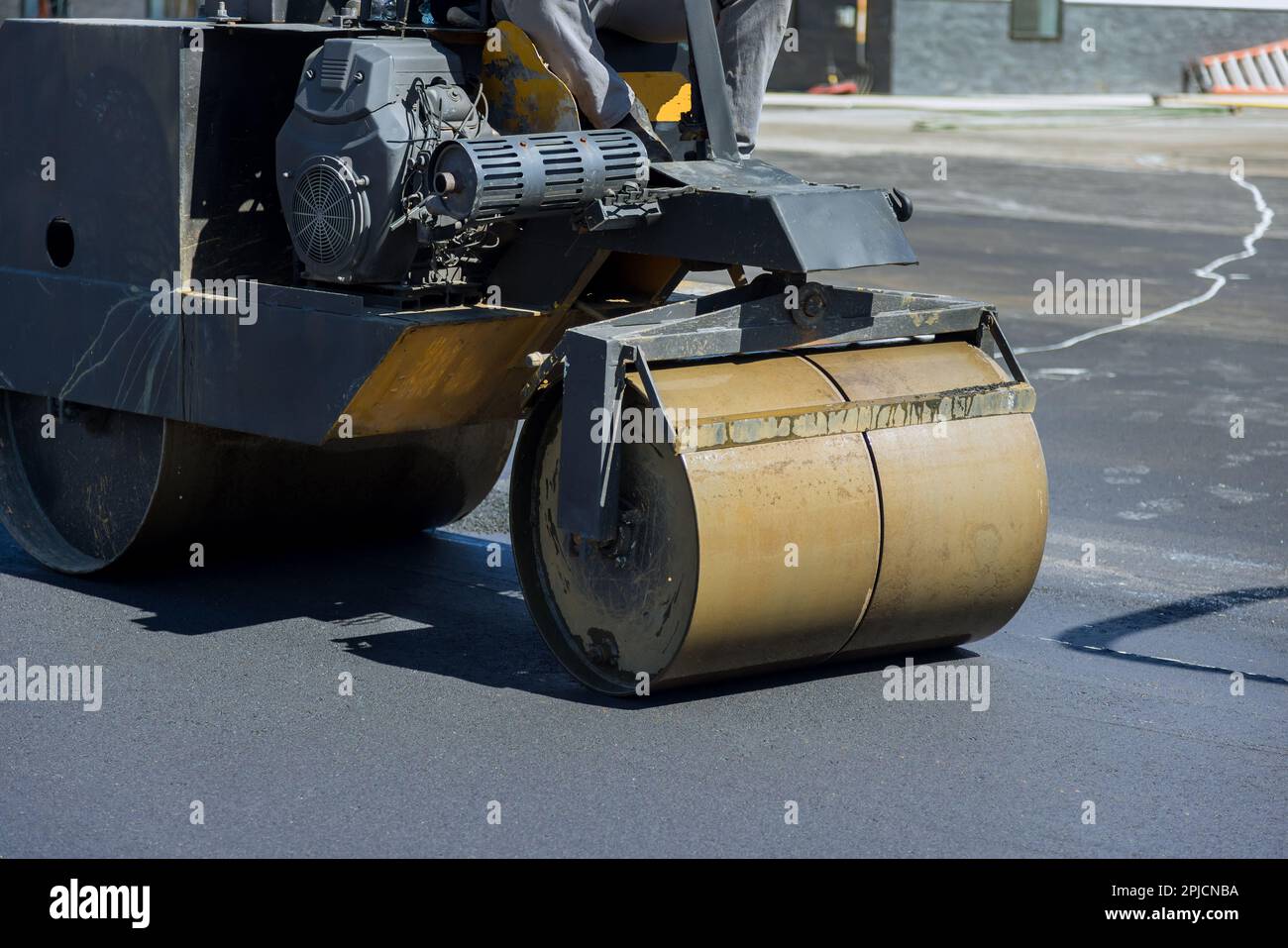 This is process of asphalting roads by using asphalt special equipment ...