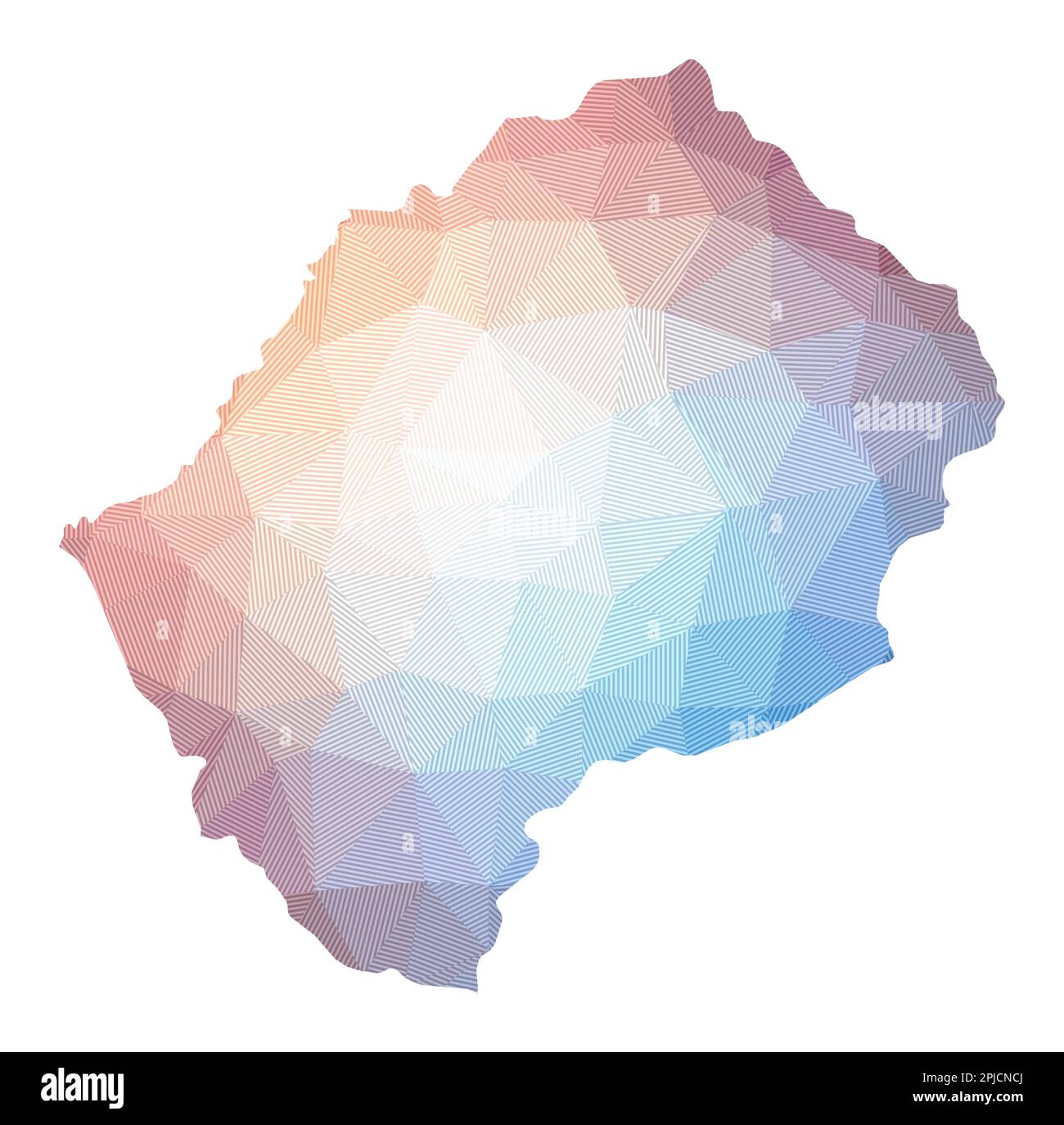 Map of Lesotho. Low poly illustration of the country. Geometric design with stripes. Technology ...