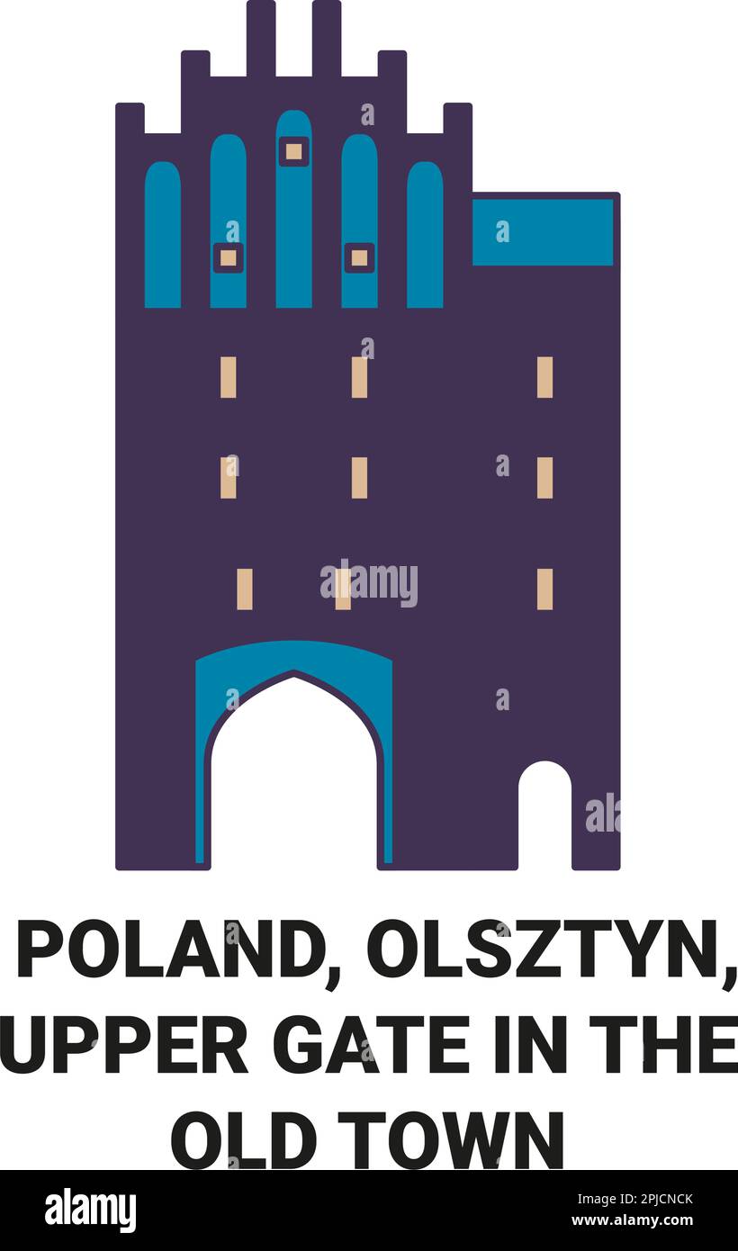 Poland, Olsztyn, Upper Gate In The Old Town travel landmark vector ...
