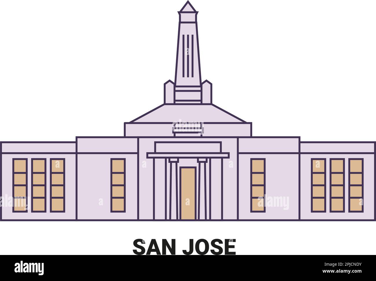 Costa Rica, San Jose travel landmark vector illustration Stock Vector ...