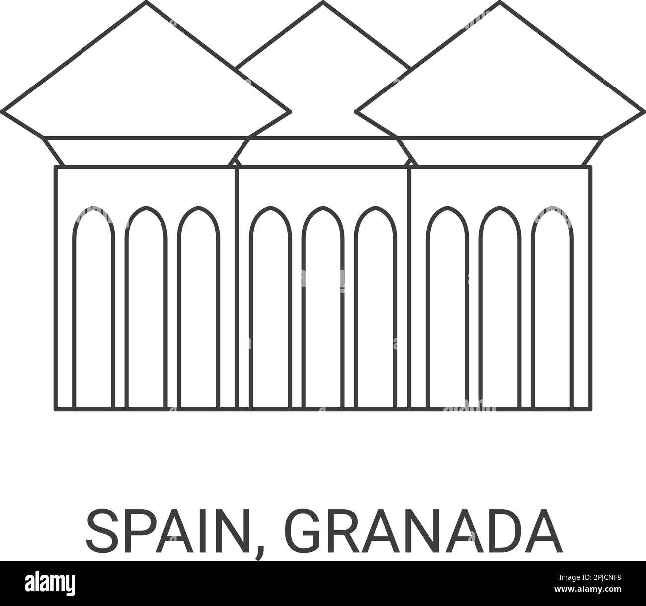 Spain, Granada, travel landmark vector illustration Stock Vector Image ...